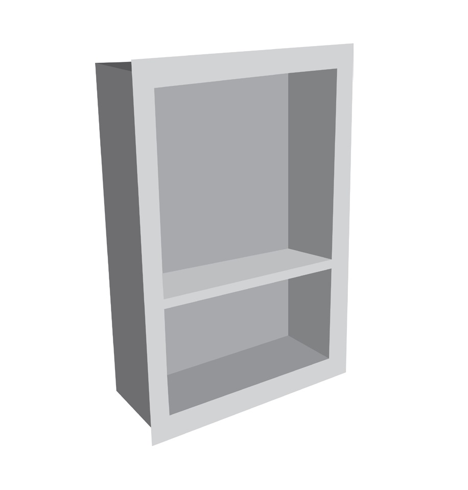 Fusion - Shower Niche with Shelf Quartz Midnight Black 16" x 24" | FloorBox