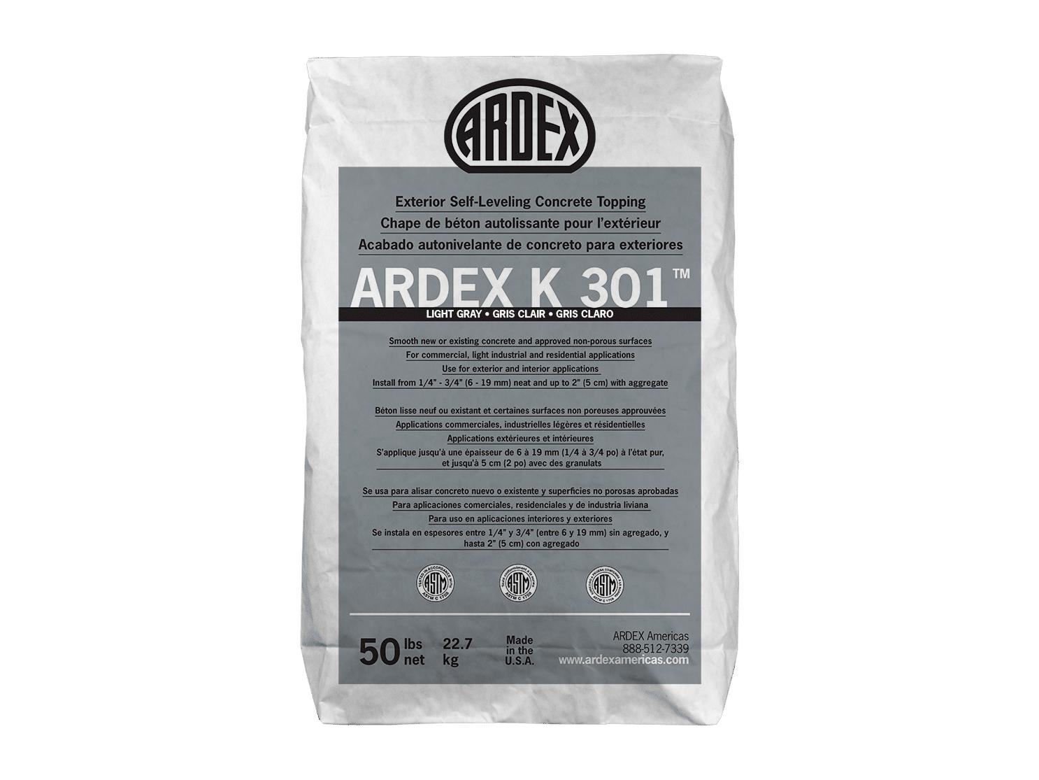 Ardex - K 301 Exterior Self-Leveling Concrete Topping, Gray - 50 lb ...