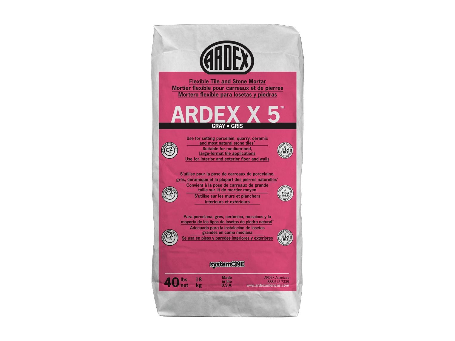 Ardex - X 5 Flexible Tile & Stone Mortar, Gray - 40 lb | FloorBox