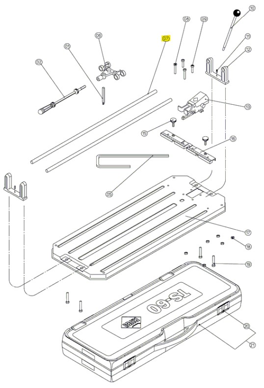Rubi - Guide chromé dia For Ts60 17 mm x 796.5 mm pour TS-60 Classic ...